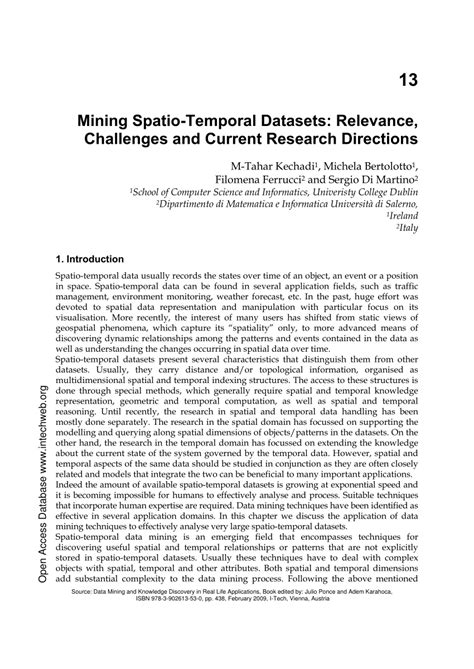 Pdf Mining Spatio Temporal Datasets Relevance Challenges And