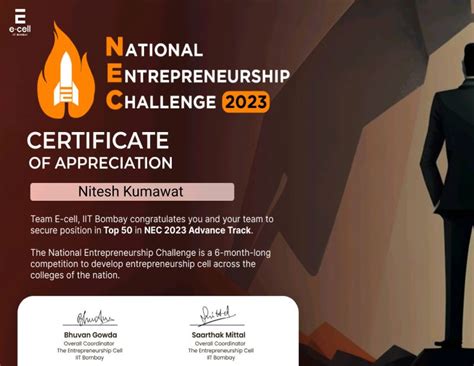 Nitesh Kumawat On Linkedin Nec2023 Iitbombay Top50
