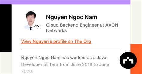 Nguyen Ngoc Nam Cloud Backend Engineer At Axon Networks The Org