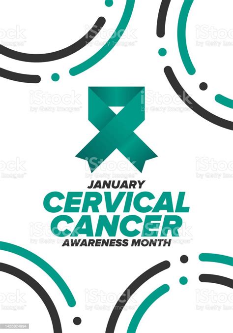 자궁 경부암 인식의 달 1 월에 연간 축 하 여성 건강 관리 소녀 연대 암 예방 여성 질병 의료 의료 개념 포스터 배너 및 배경 벡터 0명에 대한 스톡 벡터 아트 및 기타