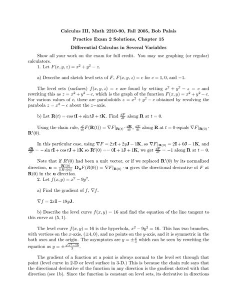 5 Solved Questions On Differential Calculus Of Variables Exam 2 Math 2210 Docsity