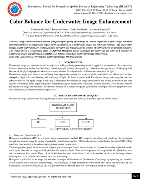 Pdf Color Balance For Underwater Image Enhancement