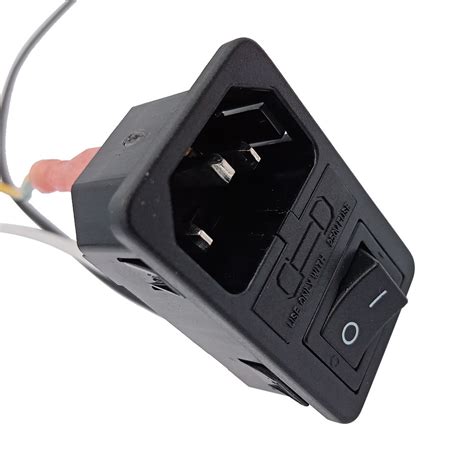AC 250V 15A IEC320 C14 Male Power Cord Inlet Socket With Fuse Holder 3pin Inlet Module Power
