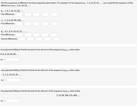Solved Find The Sequences Of Difference For Those Sequences