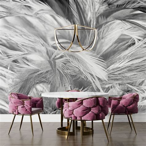 Фототапет Сребърни пера Стилен и елегантен дизайн за спалня коридор и хол Фото Тапети