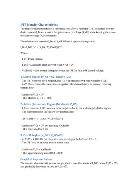 Jfet Transfer Characteristics 2 Pdf