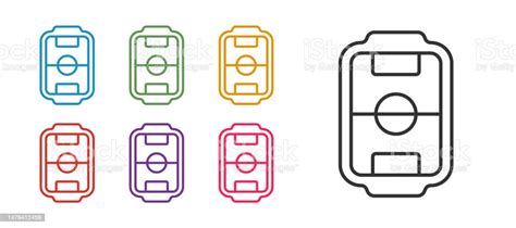 흰색 배경에 격리된 테이블 축구 게임 취미 또는 레저 아이콘을 설정합니다 스포츠 팀 축구 선수 아이콘을 다채롭게 설정하십시오 벡터 경기 스포츠에 대한 스톡 벡터 아트 및