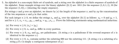 Solved 5 An Alphabet Is A Non Empty Finite Set Of Symbols