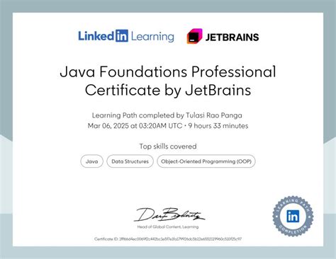 Java Jetbrains Jdbc Datastructures Oop Certification Learning