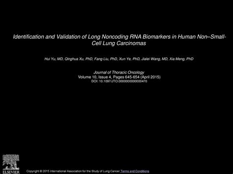 Identification And Validation Of Long Noncoding Rna Biomarkers In Human