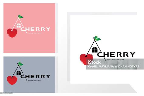 체리 과일 로고 붉은 색깔 식물 벡터 일러스트 레이 션 과일 가게 디자인 회사 스티커 제품 브랜드 건강한 생활방식에 대한 스톡 벡터 아트 및 기타 이미지 Istock