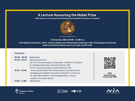 Honouring The Nobel Prize Lessons From The Swedish Innovation Ecosystem Chulalongkorn School