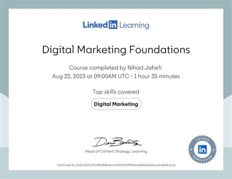 Nihad Jafarli On Linkedin Certificate Of Completion