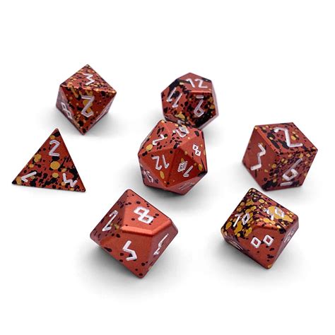 Fire Elemental 7 Piece Rpg Set 6063 Aluminum Wondrous Dice Norse Foundry
