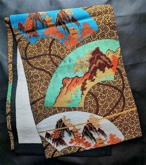 Dark Brown And Gold Fukuro Obi Ohio Kimono