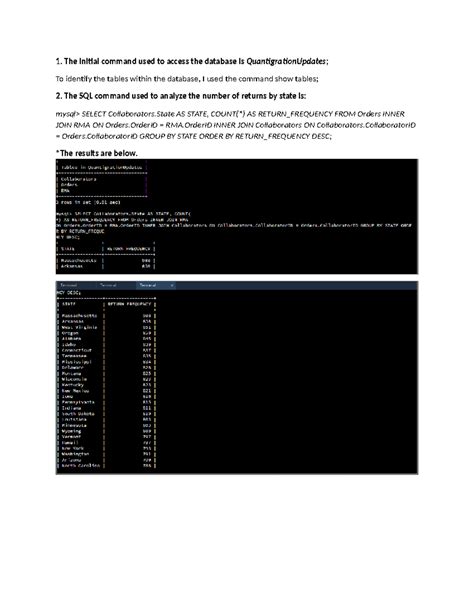 Dad 220 Project Two Quiz The Initial Command Used To Access The