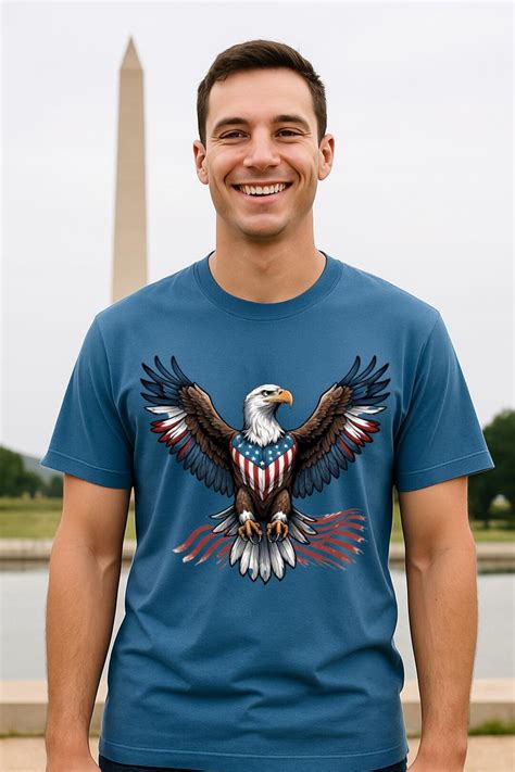 Patriotic Eagle T Shirt American Flag July 4th Apparel Etsy