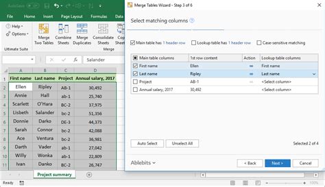 Merge Excel Worksheets By Matching Data In One Or More Columns