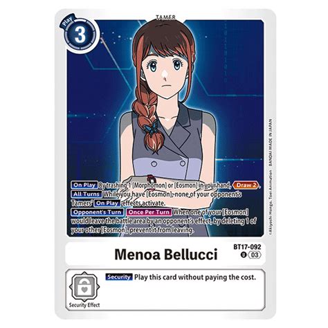 Digimon Card Game Secret Crisis Menoa Bellucci U Bt17 092a