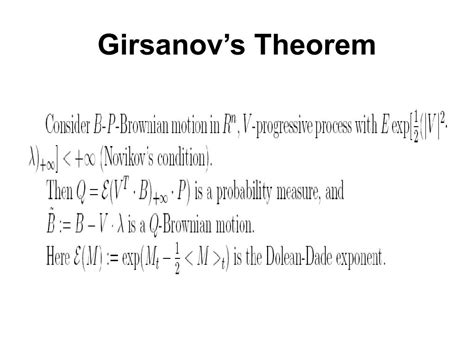Ppt Girsanovs Theorem From Game Theory To Finance Powerpoint