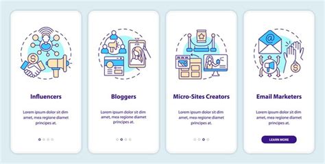 Premium Vector Affiliate Marketers Types Onboarding Mobile App Screen