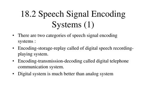 Ppt Chapter 18 Speech Encoding And Decoding Powerpoint Presentation Free Download Id3953653