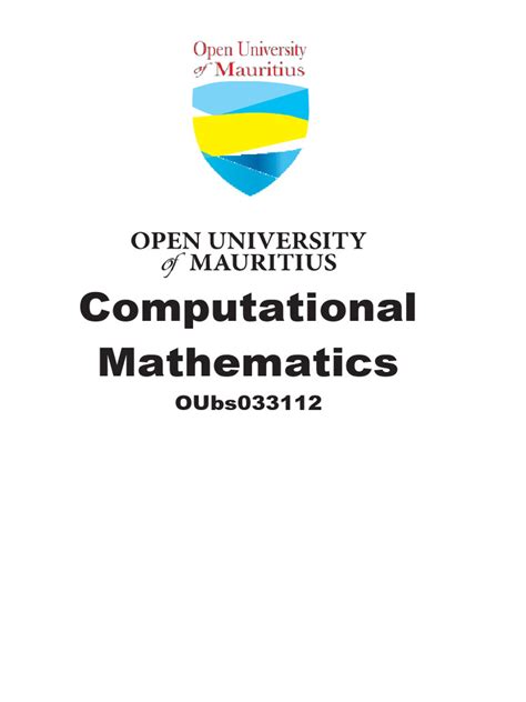 Computational Mathematics Open University Pdf Matrix Mathematics