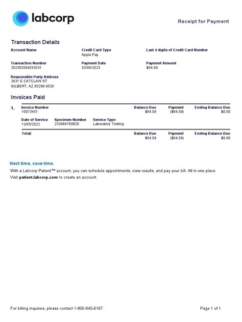 Labcorp Receipt Pdf