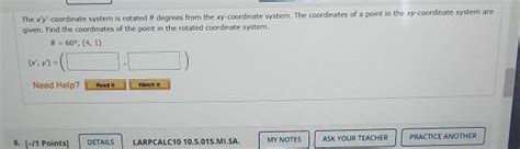 solved the xy coordinate system is rotated 8 degrees from