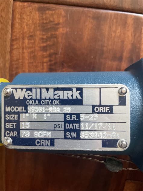 Wellmark W9501 Rsa 2s Relief Valve 15psi Pressure Relief 1 Npt W9501