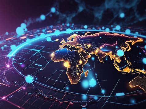 Premium Ai Image Futuristic Blockchain Technology Hud Background