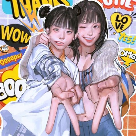 Two Girls Are Hugging Each Other In Front Of Graffiti