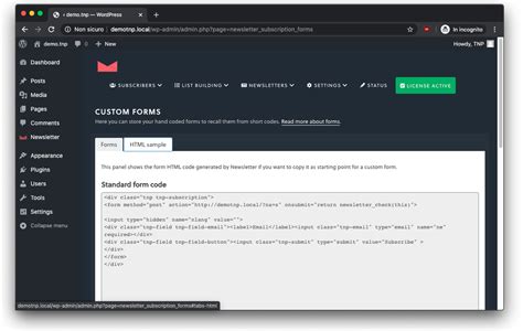 how to add a subscription form on external sites tnp
