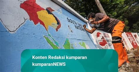 Foto Ppsu Buat Mural Bendera Untuk Sambut Ktt Asean Di Jakarta