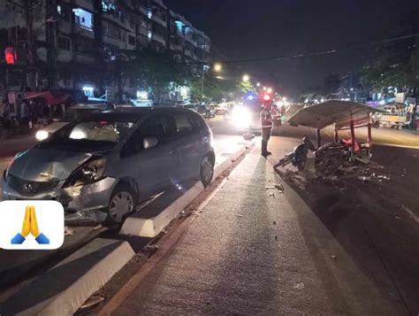 သင်္ဃန်းကျွန်းမြို့နယ်၌ အိမ်စီးကား နှင့် ဘေးတွဲဆိုင်ကယ် တိုက်မိမှုကြောင့် လူ ၄ ဦး ထိခိုက်ဒဏ်ရာရ