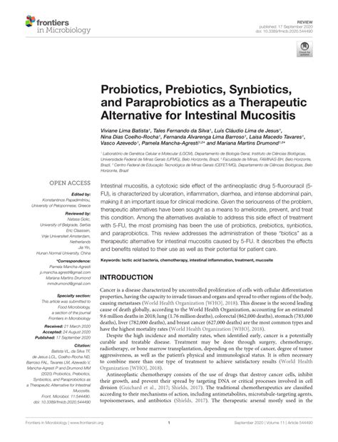 Pdf Probiotics Prebiotics Synbiotics And Paraprobiotics As A
