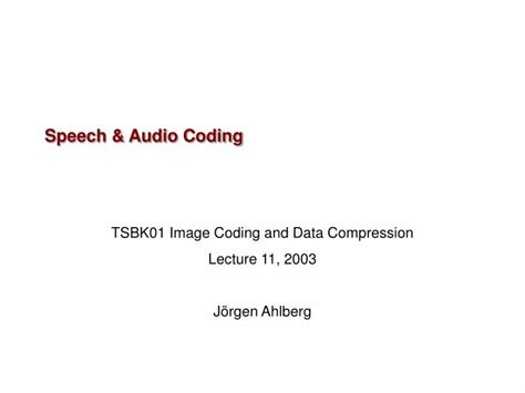 Ppt Speech And Audio Coding Powerpoint Presentation Free Download Id