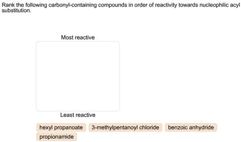 Solved Rank The Following Carbonyl Containing Compounds In Order Of Reactivity Towards