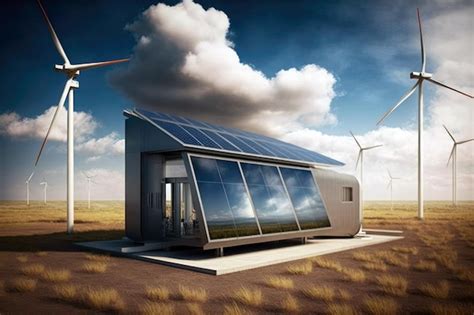 premium ai image energy lab with solar panels and wind turbines