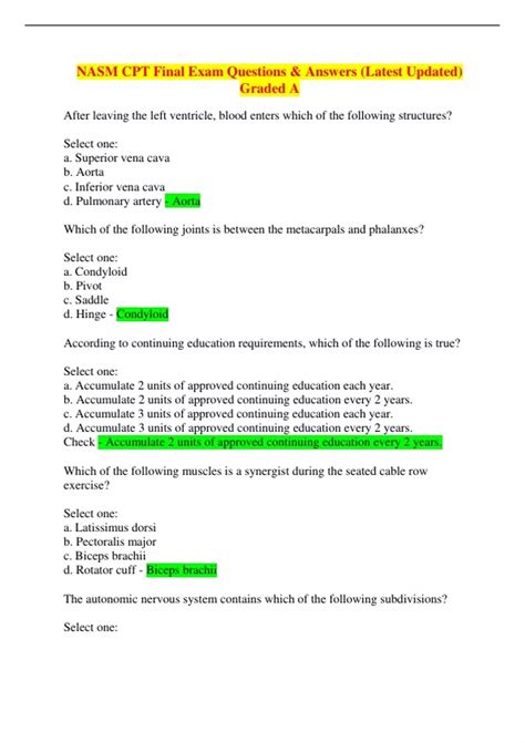 Acsm Cpt Bundled Exams Multiple Versions Latest Update All Rated A