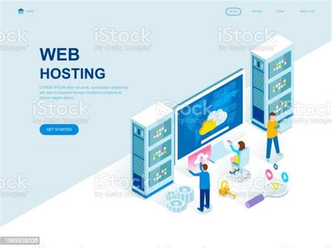 Modern Flat Design Isometric Concept Of Web Hosting Decorated People Character Stock