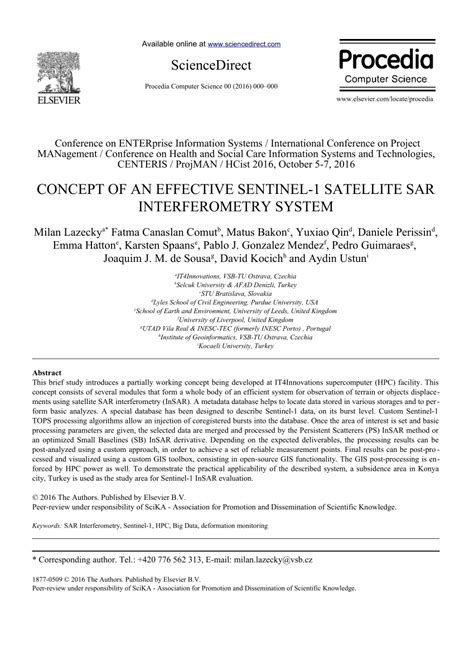 Pdf Concept Of An Effective Sentinel 1 Satellite Sar Interferometry
