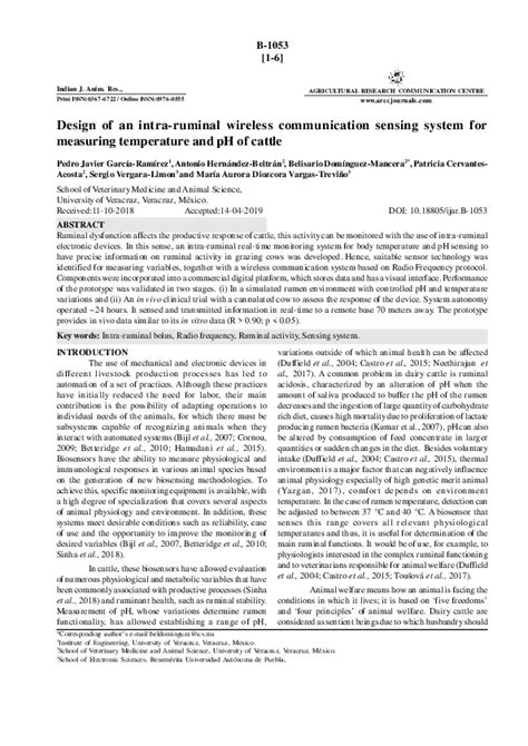 Pdf Design Of An Intra Ruminal Wireless Communication Sensing System