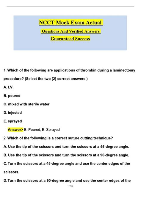 Ncct Mock Exam Actual 2025 Questions And Verified Answers 2025 2026