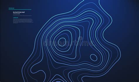 Topographic Map Blue Technology Background Big Data Elevation Map With