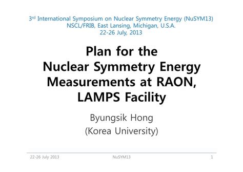 Pdf Plan For The Nuclear Symmetry Energy Measurementsat Raon