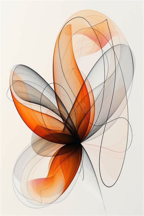 Abstract Minimalist Art Piece Featuring An Orange And Gray Butterfly Like Design Against A