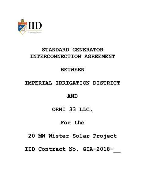 Fillable Online Standard Generator Interconnection Agreement Fax Email Print Pdffiller