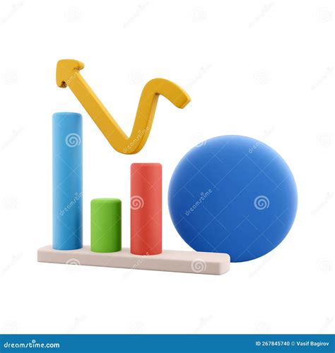 3d Rendering Clock And Color Graphs Pointing Up Icon 3d Render Chart And Oclock Timer Icon On