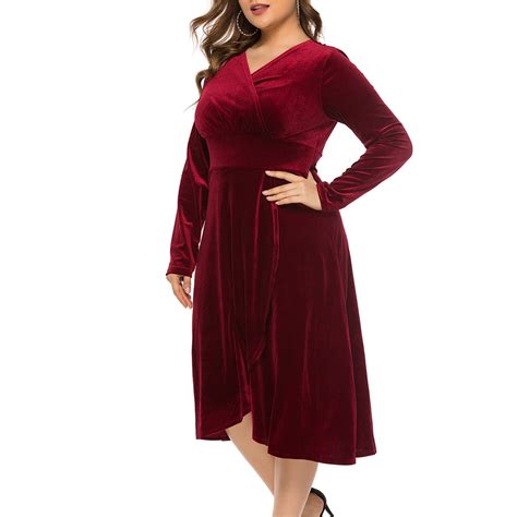 Bvofar Womens Velvet V Neck Wrap Dress Casual Cocktail Party Maxi